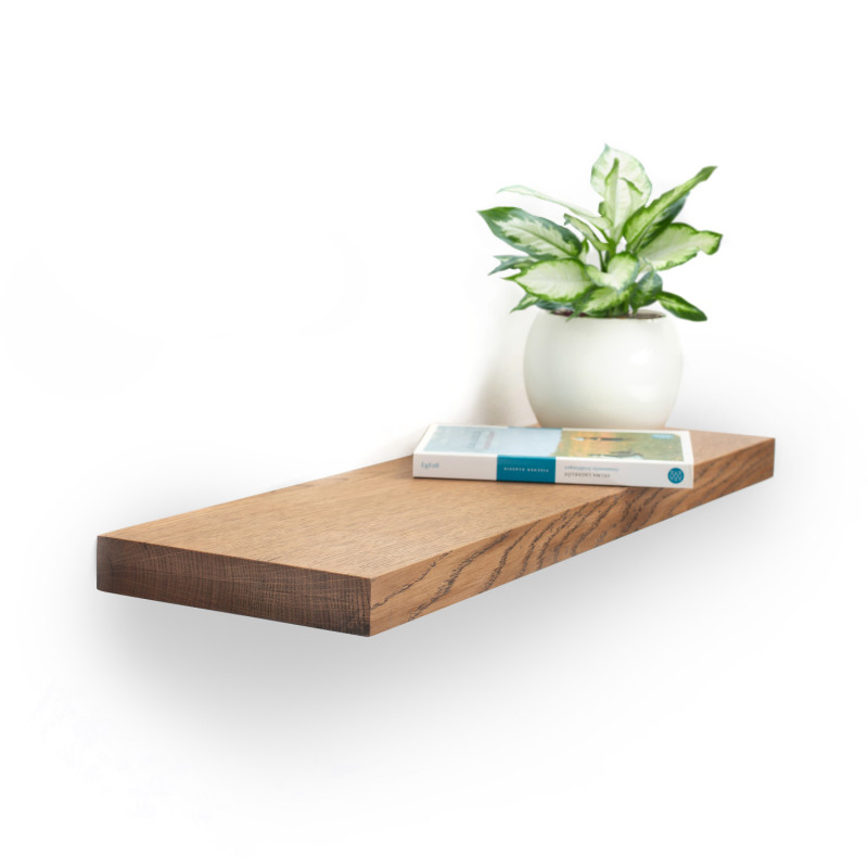 Holzregal "HOLY" mit gerader Kante (Dunkel) | Eichenholz | Wandboard ...