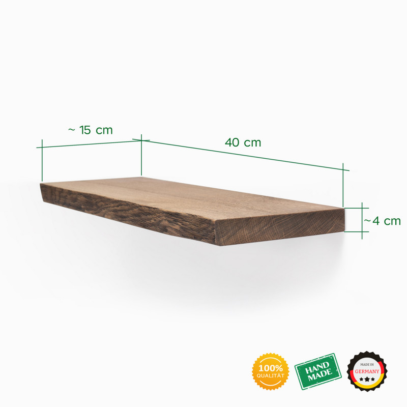 Holzregal "LEO" mit natürlicher Baumkante (Dunkel) | Eichenholz ...