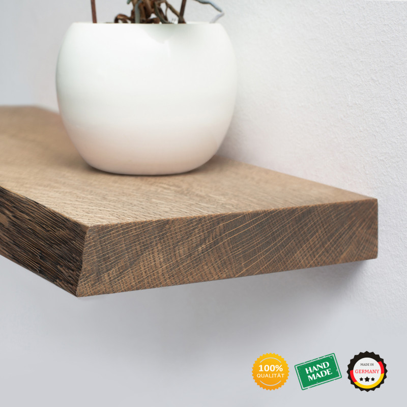 Holzregal "LEO" mit natürlicher Baumkante (Dunkel) | Eichenholz ...