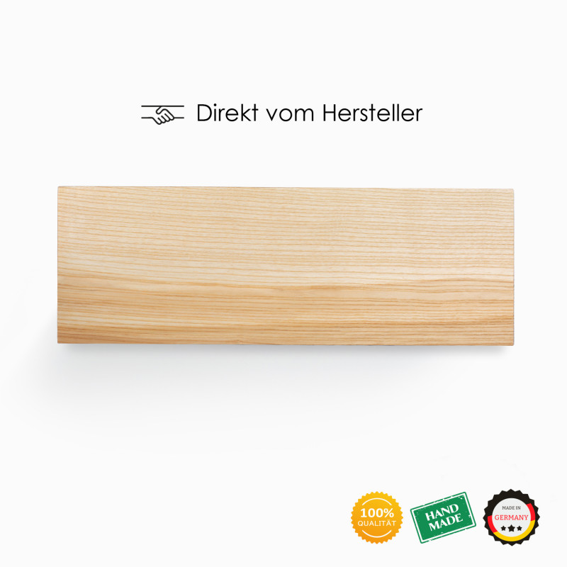 Holzregal "HOLY" mit gerader Kante| Esche| Wandboard aus Vollholz